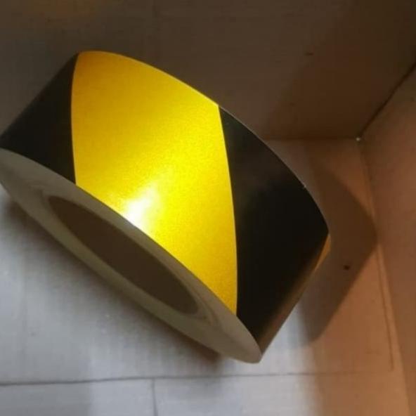 Jual Sticker Stiker Reflektive Police Line/Kuning Hitam 5cm x 45mtr ...