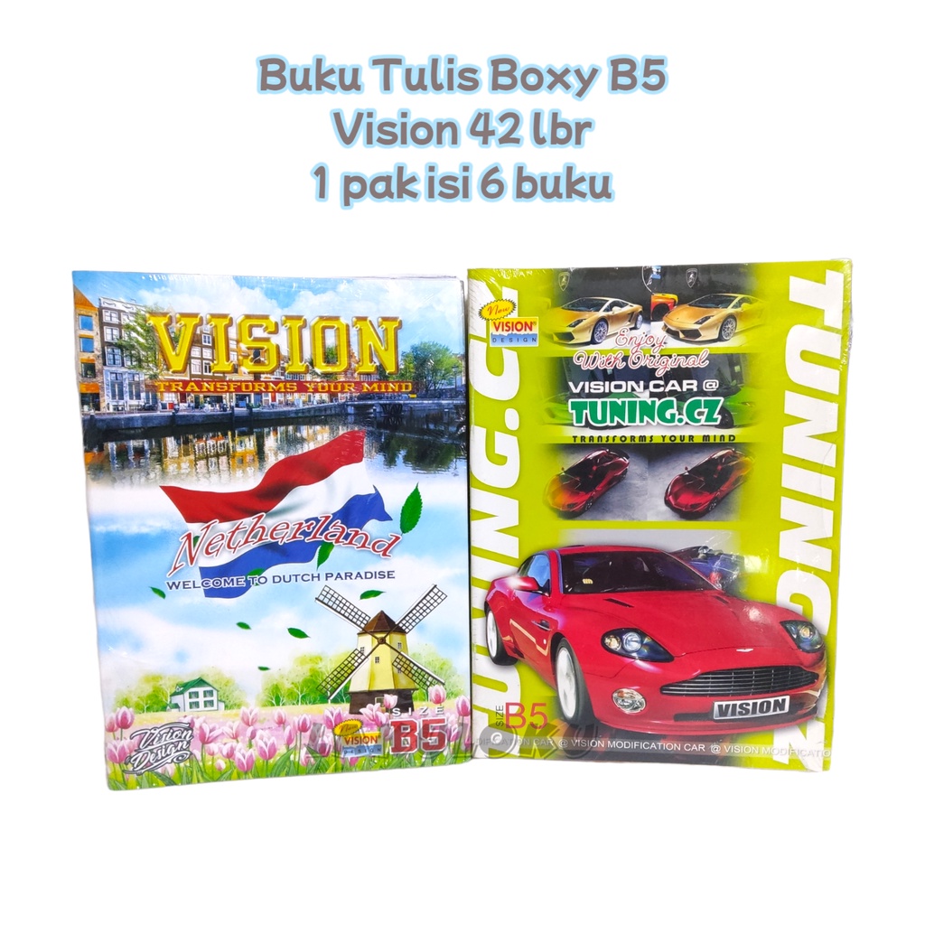 Jual Buku Tulis Boxy B5 Vision 42 lembar 1 Pak 6 buku | Shopee Indonesia
