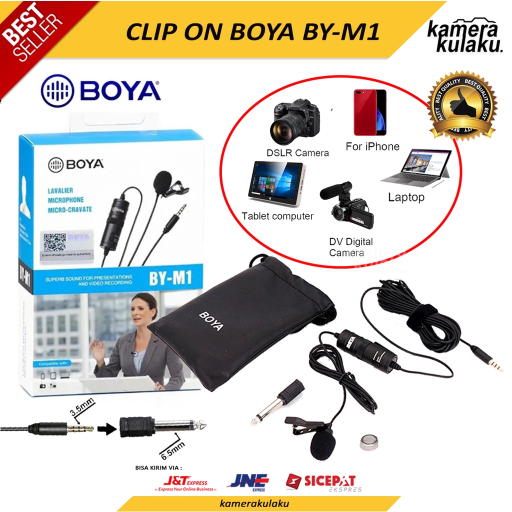 Jual Boya BY-M1 Lav Mic BYM1 3.5MM Lavalier Microphone Smartphone DSLR ...