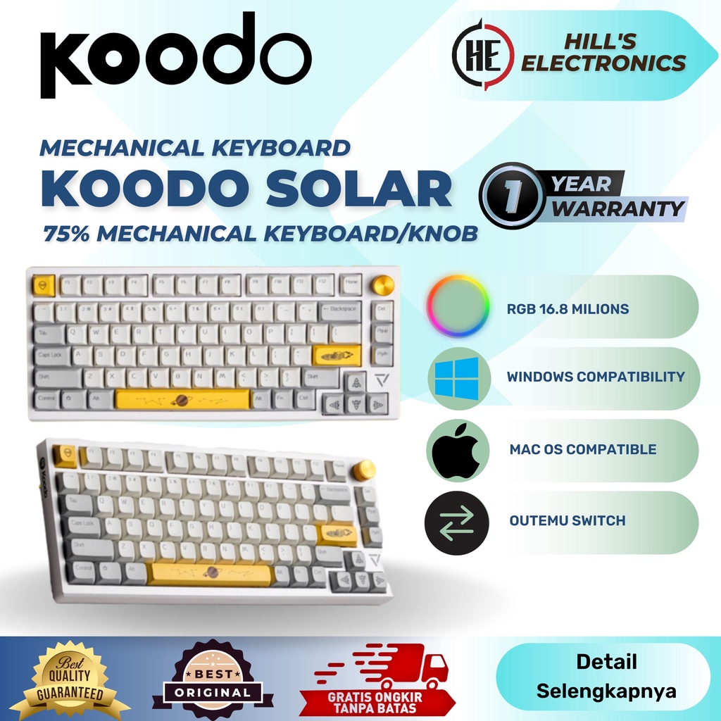Jual Koodo Solar - Mechanical Keyboard 75% w/Knob Layout - Outemu Brown ...