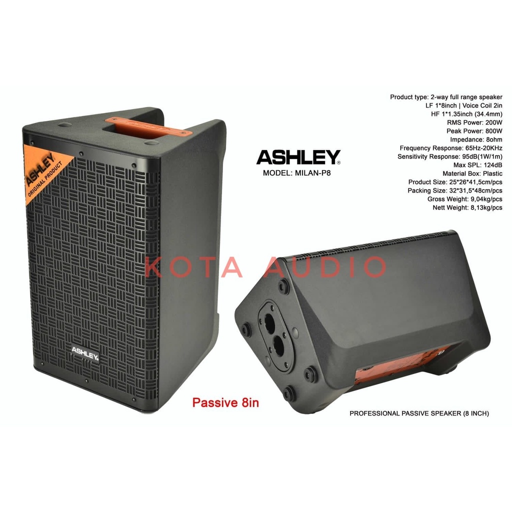 Jual SPEAKER PASIF 8 INCH ASHLEY MILAN P8 / MILAN P-8 MILANP8 800 WATT ...