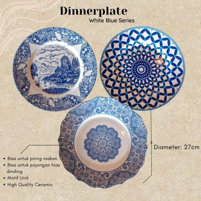 Jual Piring Hias Pajangan Dinding Keramik Motif/ Piring Makan Keramik ...