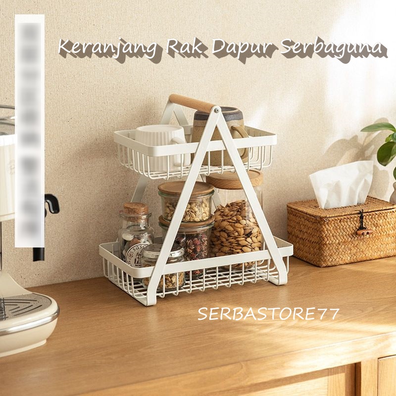 Jual Keranjang Rak Dapur Rak Buah Besi Rak Dapur Besi Kayu Serbaguna ...