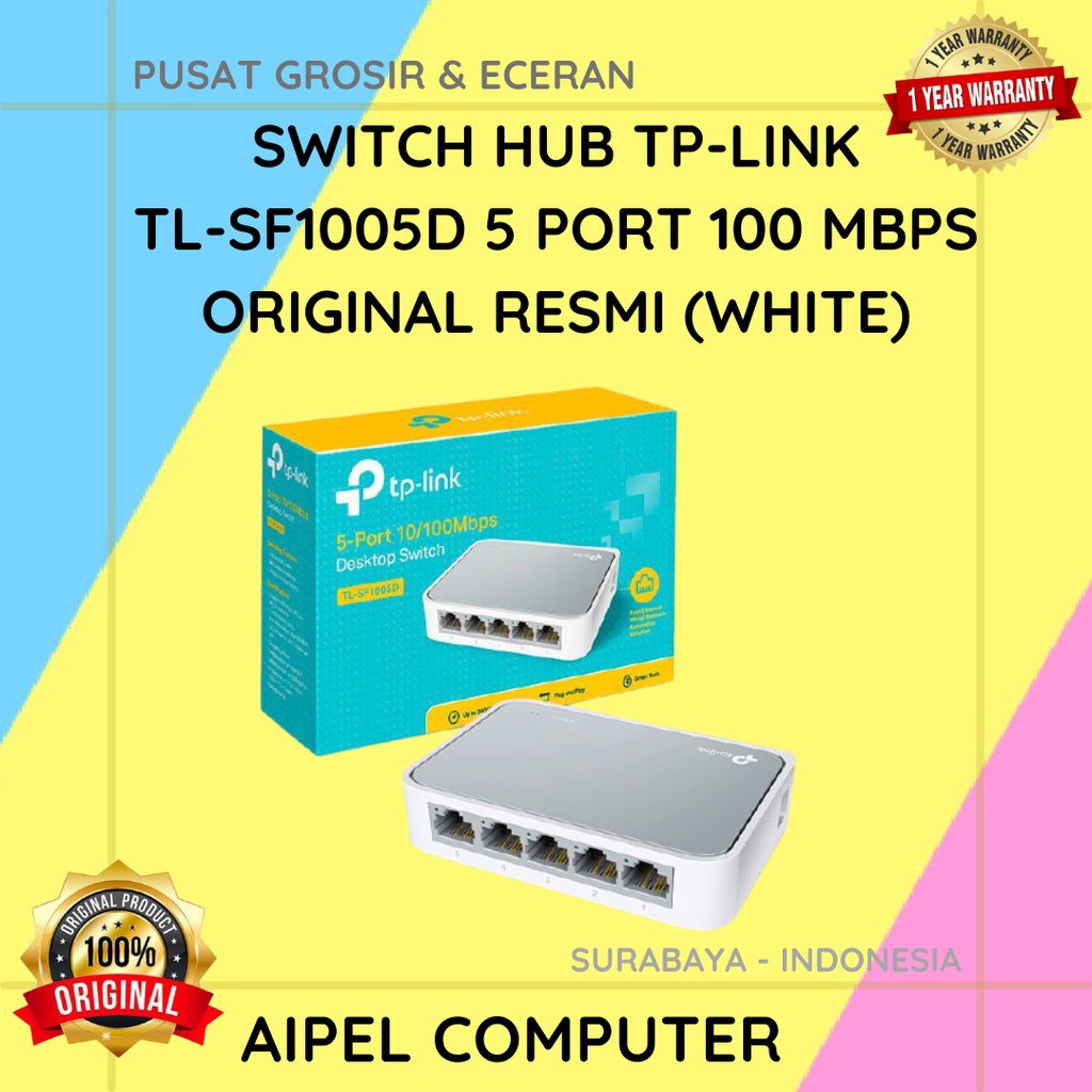 Jual SF1005D | SWITCH HUB TP-LINK TL-SF1005D 5 PORT 100 MBPS ORIGINAL RESMI | Shopee Indonesia