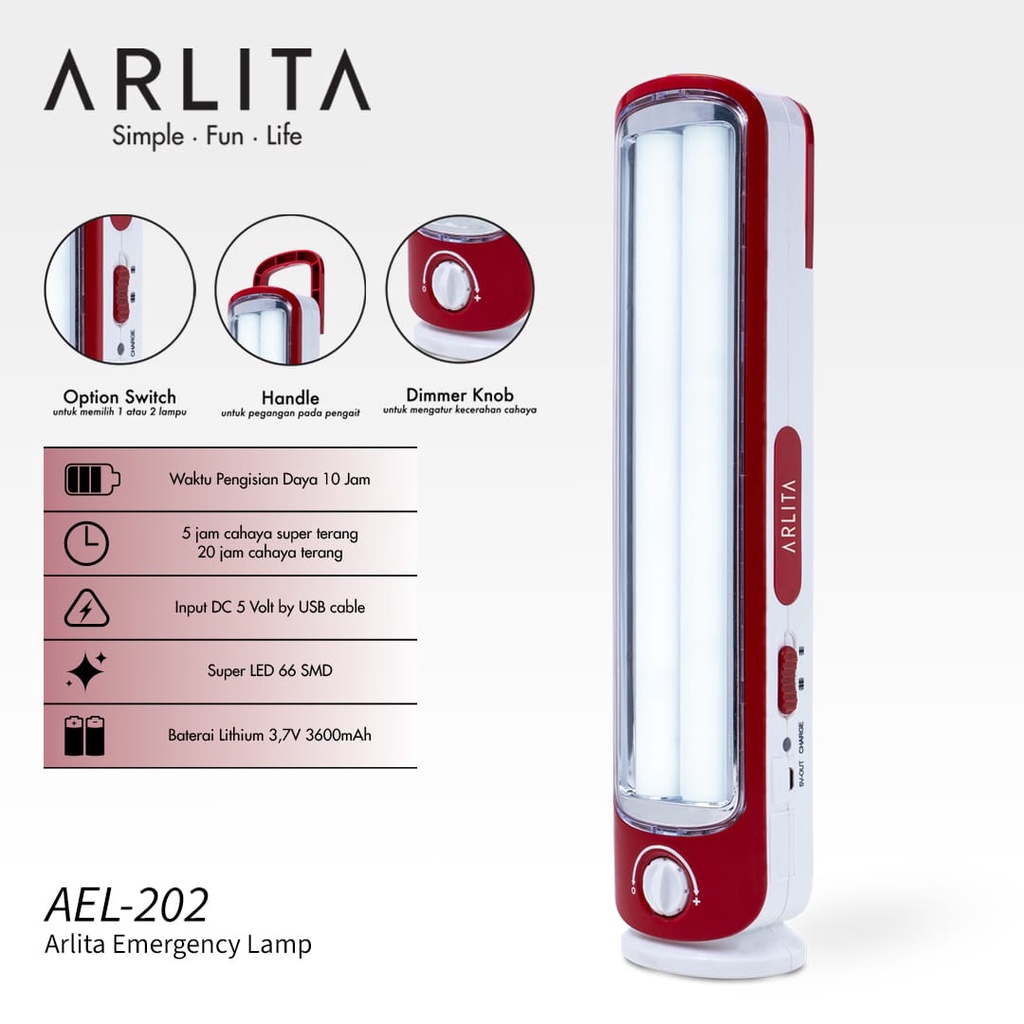 Jual Arlita Emergency Lamp AEL-202 / Lampu darurat | Shopee Indonesia