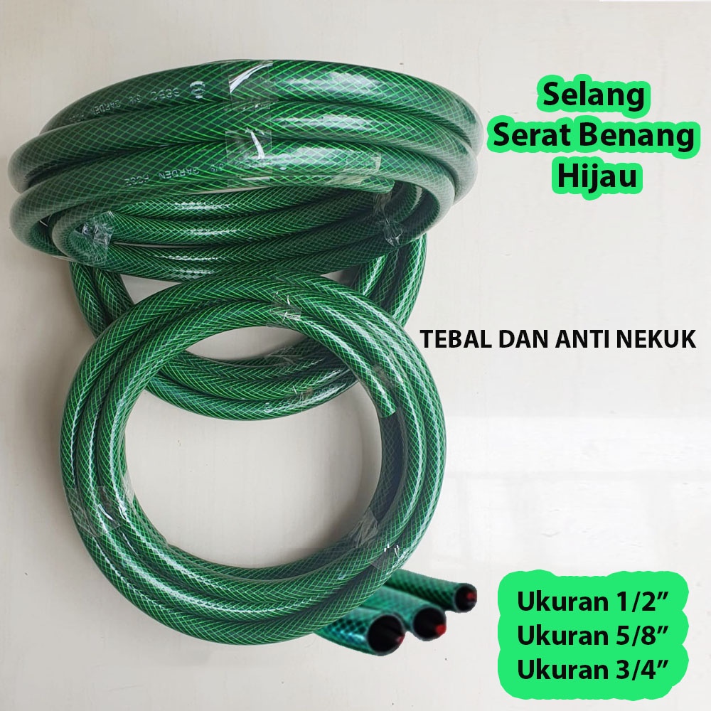 Jual Selang Air Serat Benang Hijau Tebal - Selang Benang Anti Lumut Hijau Ukuran 3/4" | Shopee ...