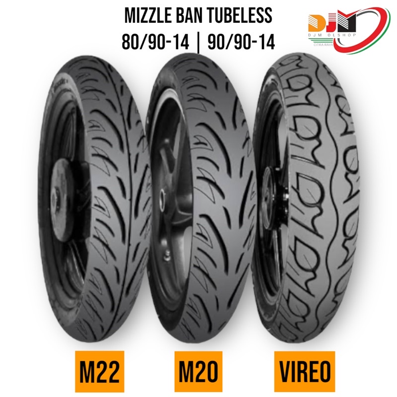 Jual Ban Luar Tubeless Mizzle 90/90-14 80/90-14 M22 M20 VIREO | Shopee ...