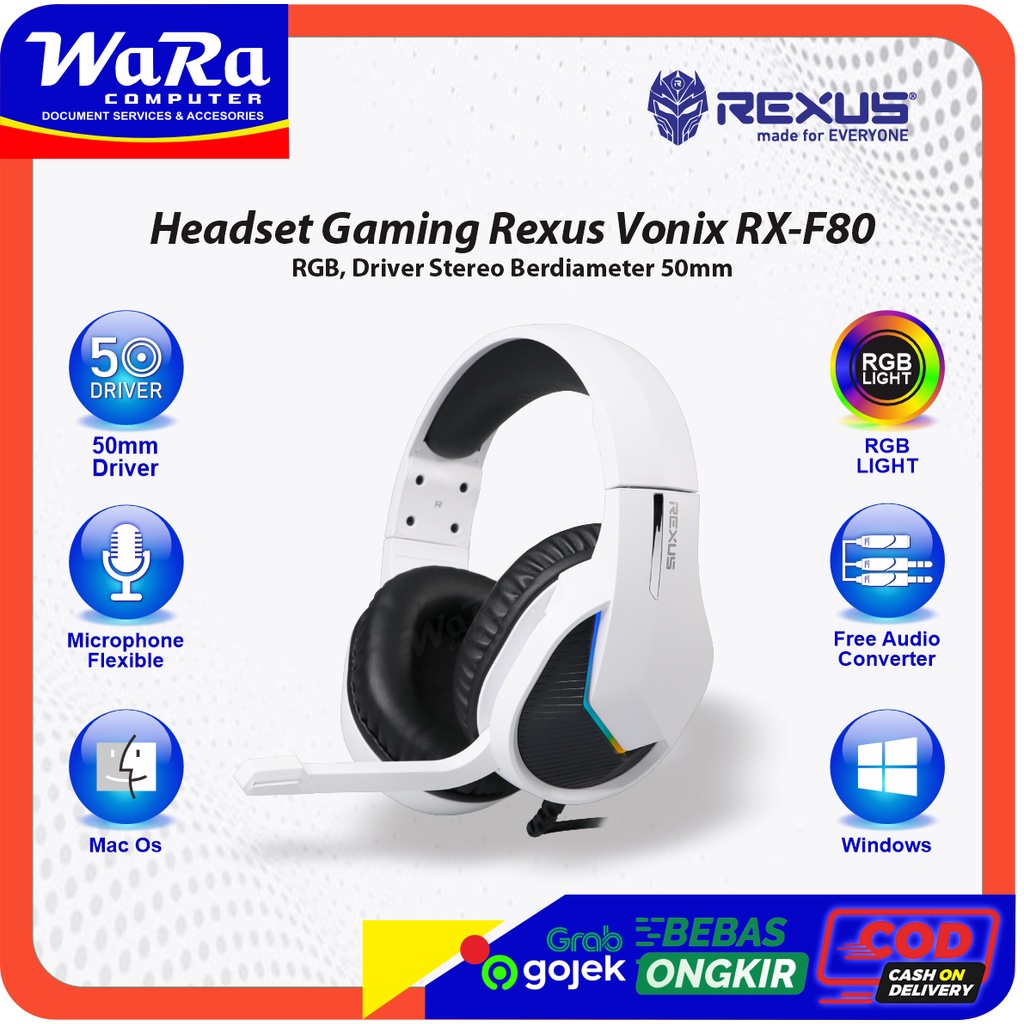 Jual Headset Gaming Rexus Vonix F80 | Shopee Indonesia