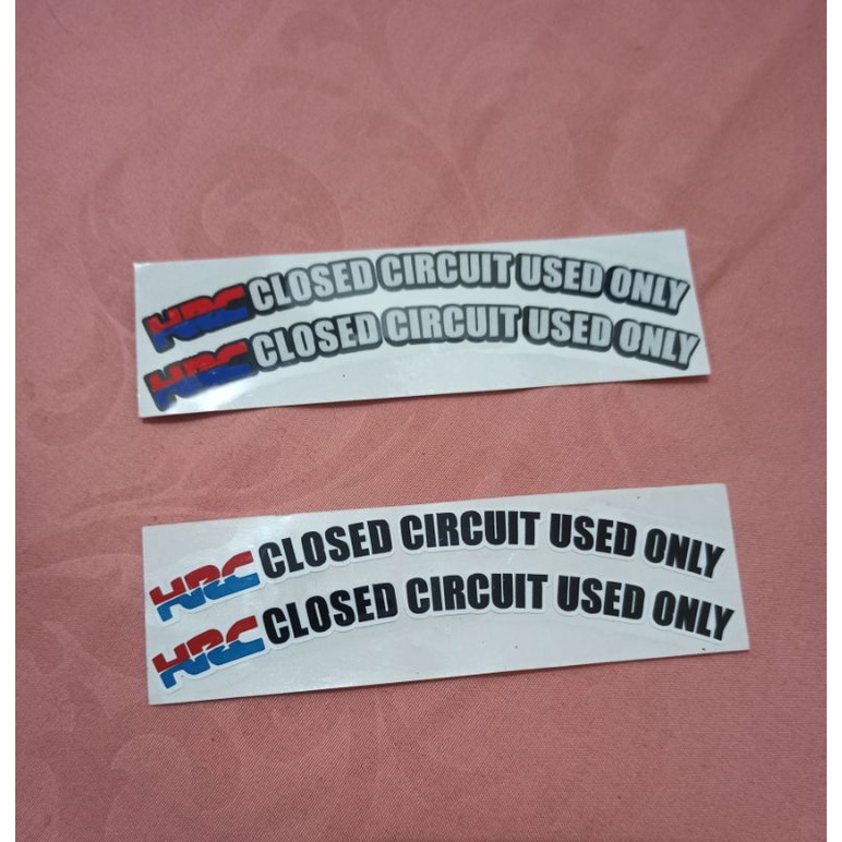 Jual Sticker Stiker Velg HRC CLOSED CIRCUIT USED ONLY 1 set isi 2 ...