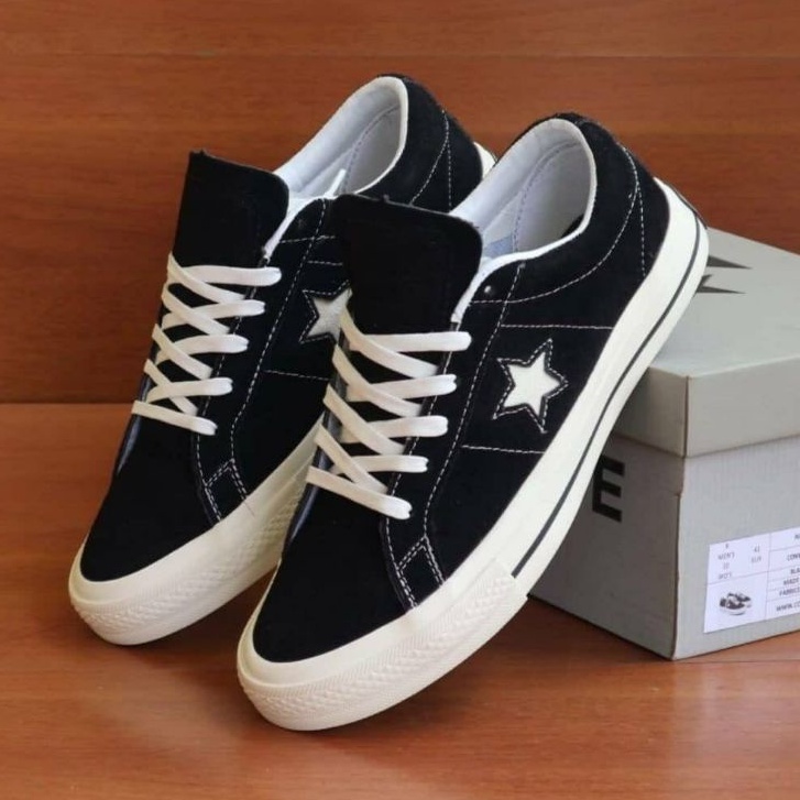 Jual Sepatu Converse One Star Ox Play Star Suede Black White Premium