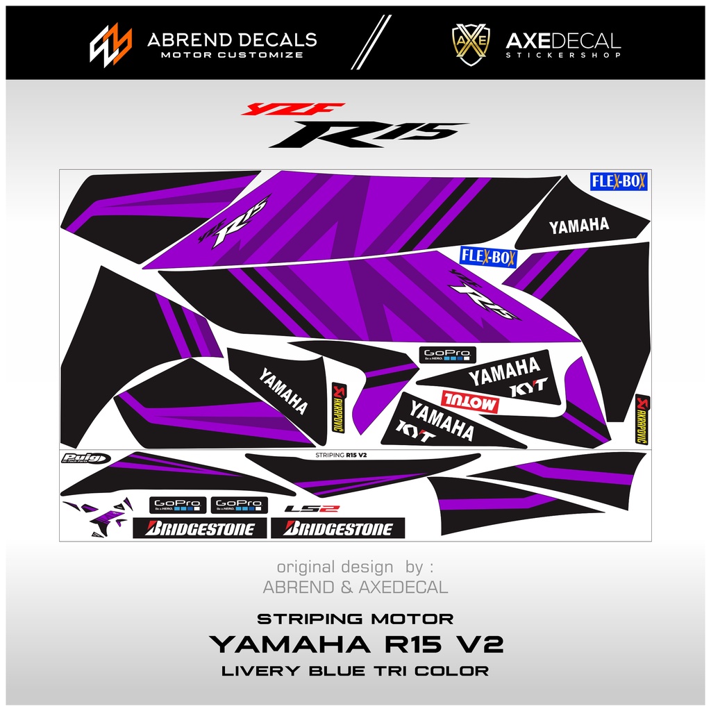 Jual Striping Yamaha R15 V3 Blue Tri Color Aji Firmanto / Stiker Motor ...