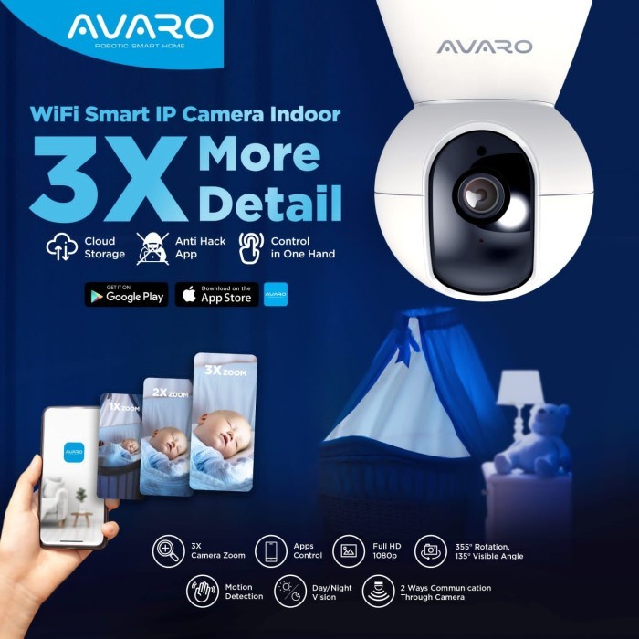 Jual Smart CCTV AVARO WIFI IP Camera CCTV indoor 2MP PTZ - CT01 | Shopee Indonesia