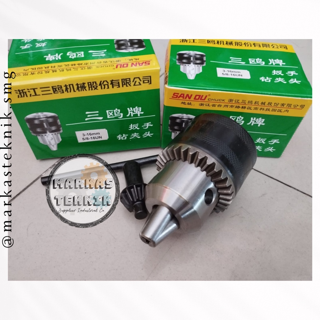 Jual SAN OU Kepala Bor 3-16 MM Drat 5/8" X 16 UN / Drill Chuck SANOU ...