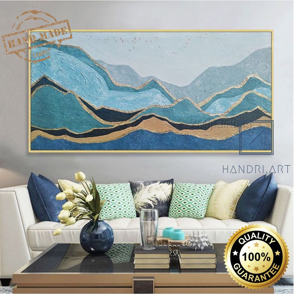 Jual lukisan blue mountain,lukisan gunung abstrak Lukisan Abstrak Mewah ...
