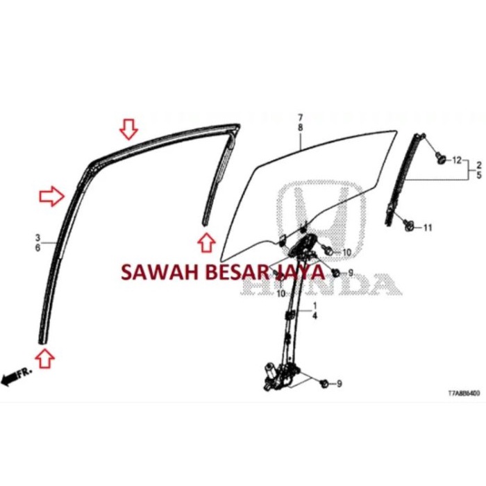 Jual Karet Run Channel Rel Kaca Jendela Pintu Depan Belakang Hrv E ...