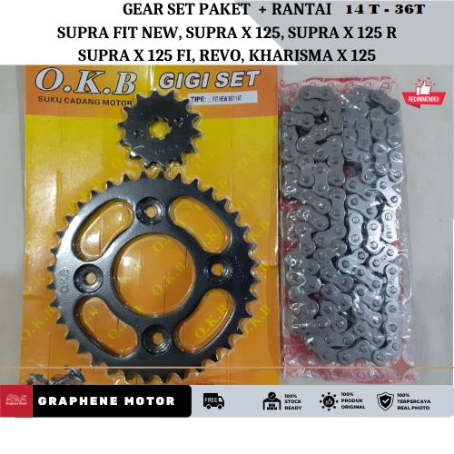 Jual GEAR GIR SET GEAR GIR PAKET SUPRA FIT NEW SUPRA X 125 INJ REVO OLD 14T 36T + RANTE 428 106 ...