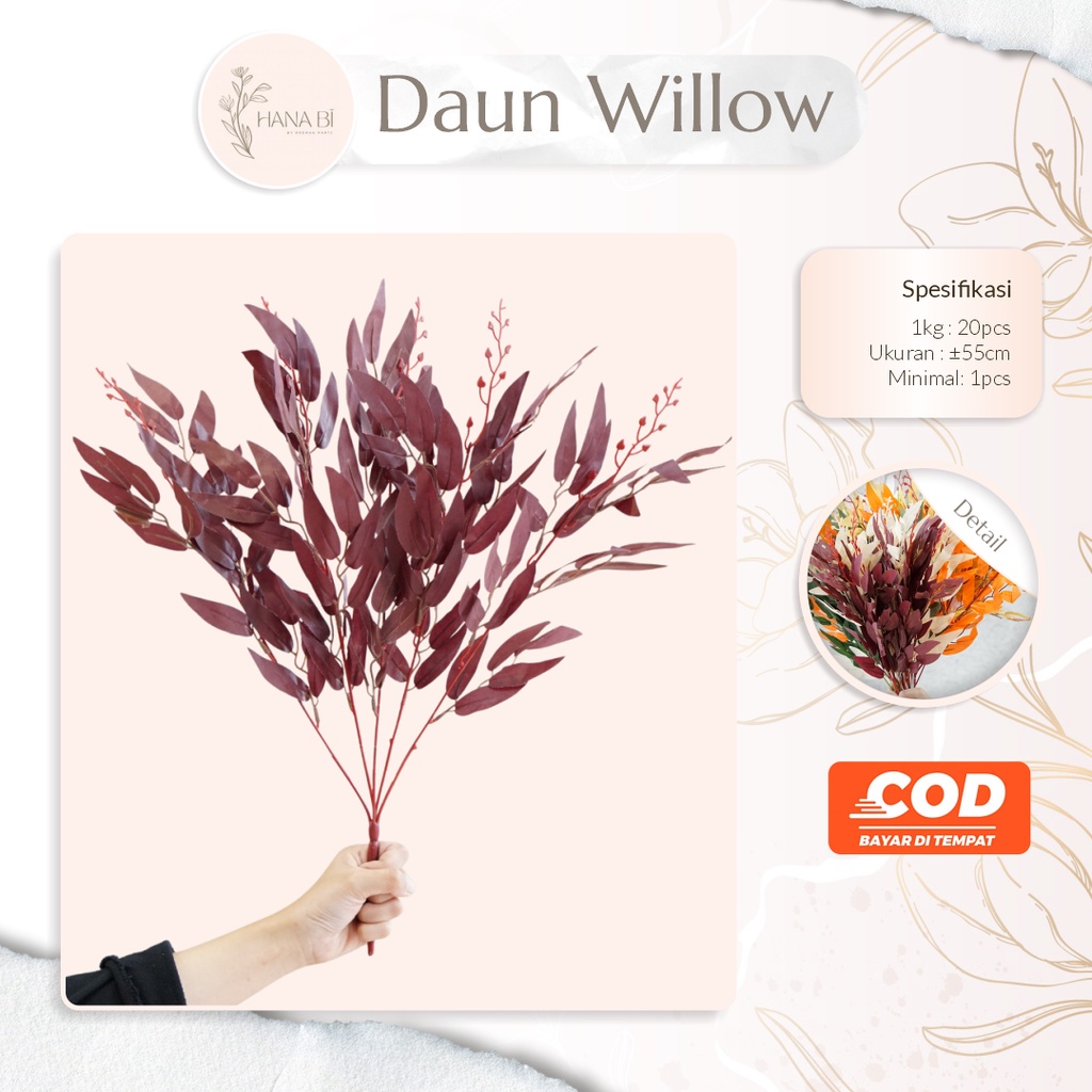 Jual 1pc Daun Willow Ruscus X5 Artificial Baby Eucalyptus Daun ...