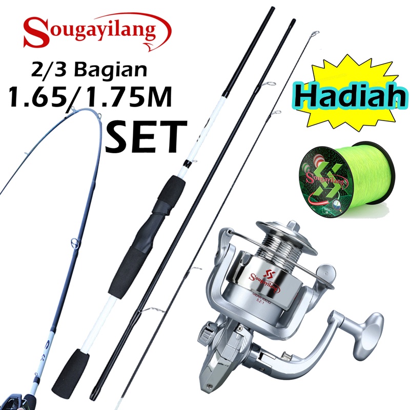 Jual Sougayilang Pancingan Set Lengkap 1.65m/1.75m 2/3 Bagian Joran Pancing 1 Set Reel Pancing ...