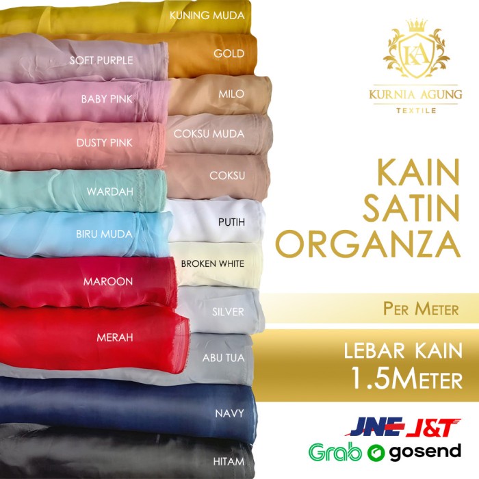 Jual Kain Kain Satin Organza Polos Premium Silk Kaca Per Meter Lebar ...