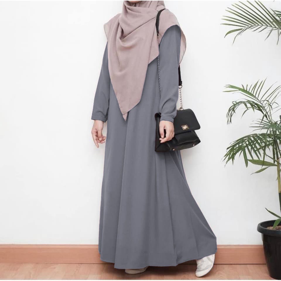 Jual Gamis Polos Simpel Dress Polos Lengan Kancing | Size S M L XL XXL ...