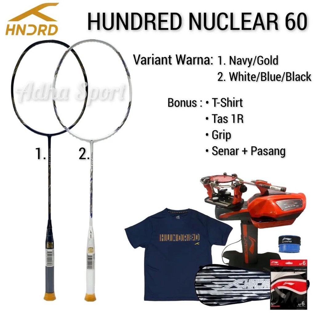 Jual Hundred Nuclear 60 Raket Badminton Original Bulutangkis Adha Sport Store Surabaya | Shopee ...