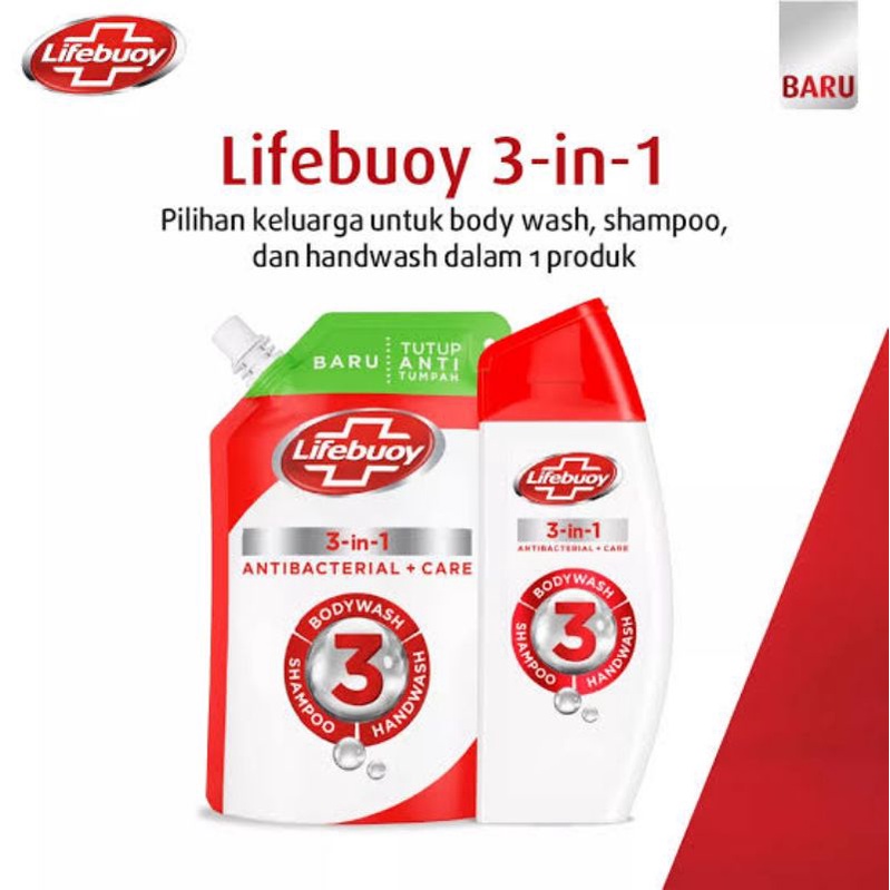 Jual lifebuoy 3 in 1 antibacterial care 300ml/450ml | Shopee Indonesia