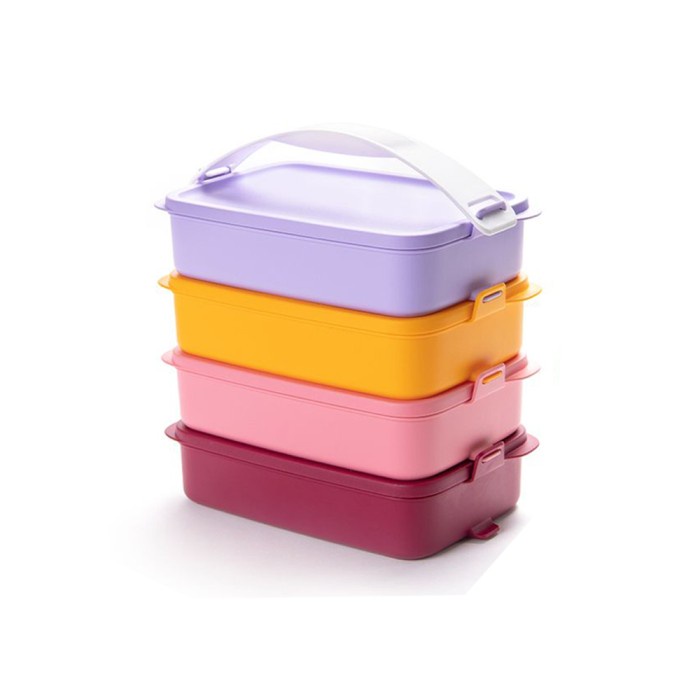 Jual SALE 50% Tupperware Click To Go rectangular rantang 4 susun warna ...