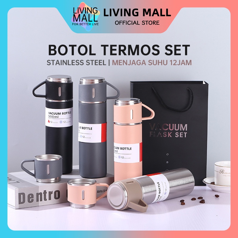 Jual Botol Termos Cangkir Set / Jaga Suhu Panas Dan Dingin 12 Jam ...