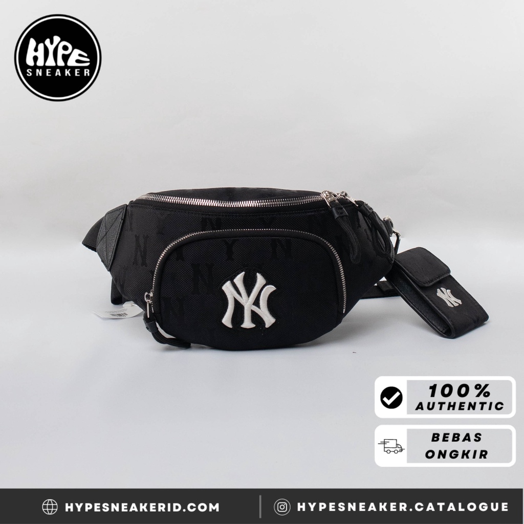 Jual Tas MLB NY MONOGRAM BLACK WAIST BAG WITH POUCH 100% ORIGINAL ...