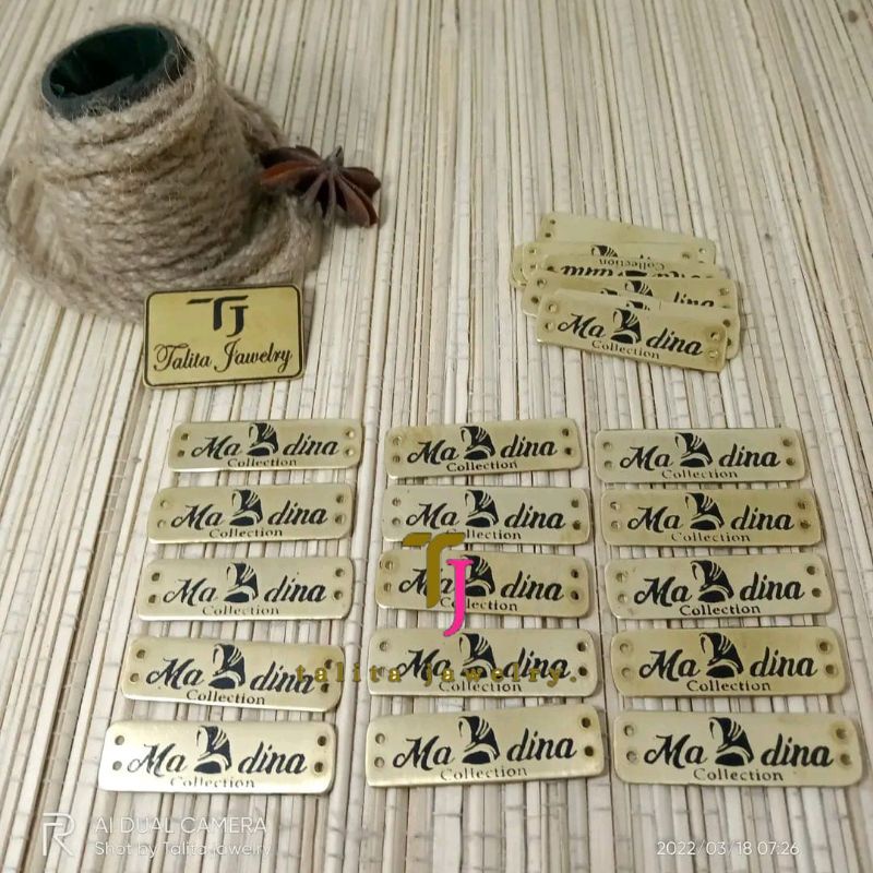 Jual label plat Kuningan anti karat label plat hijab logam kuningan ...