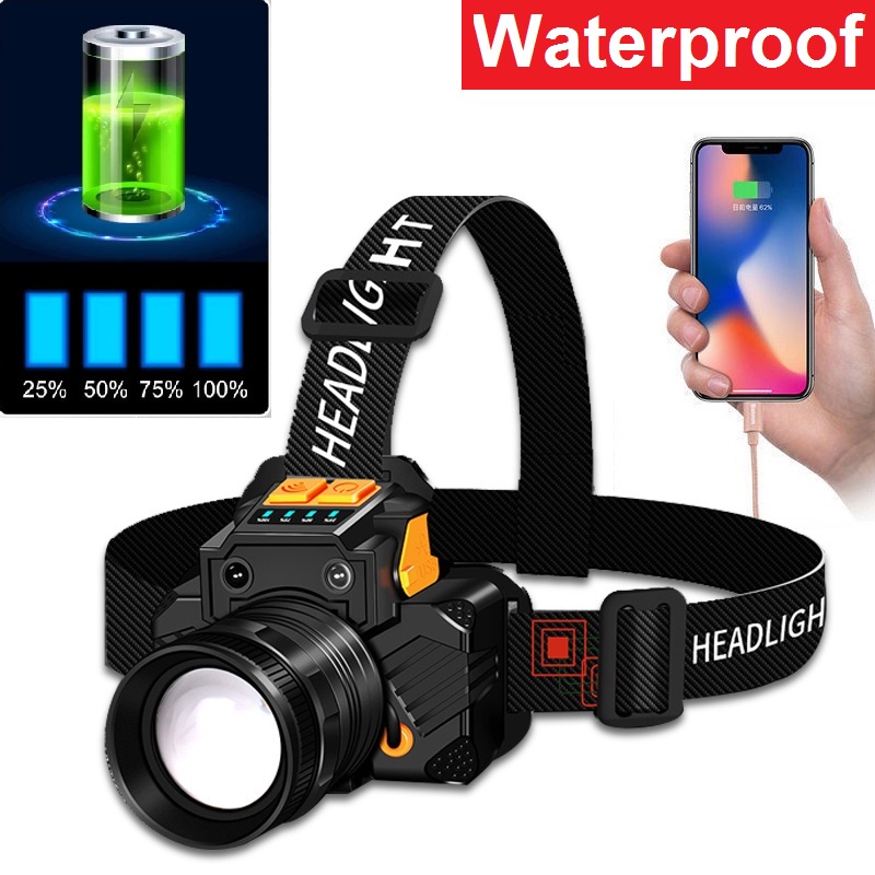 Jual Senter Kepala Led Glare Sorot Induksi Zoom Isi Ulang Headlight Head Lampu Depan Tahan Air ...