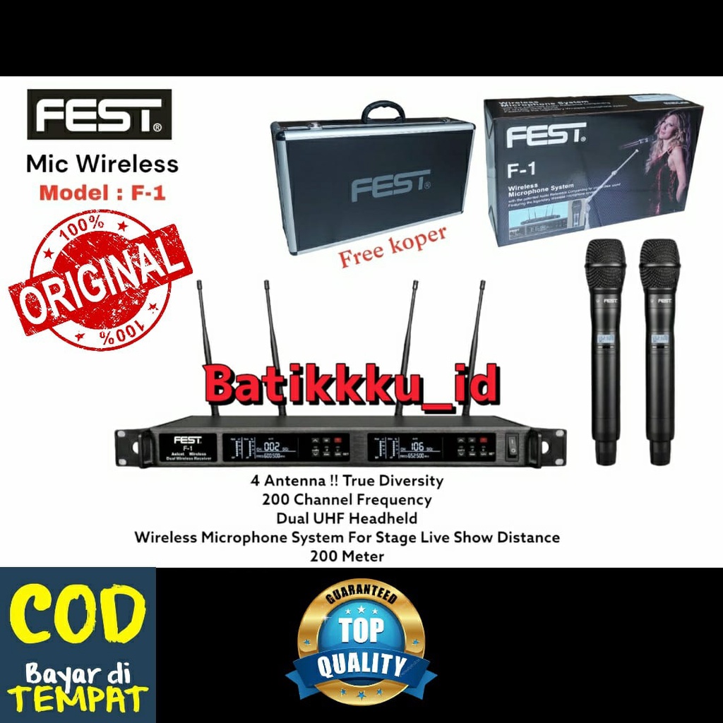 Jual Mic Wireless FEST F1 F 1 F-1 ORIGINAL JARAK 200M FOR LIVE STAGE ...