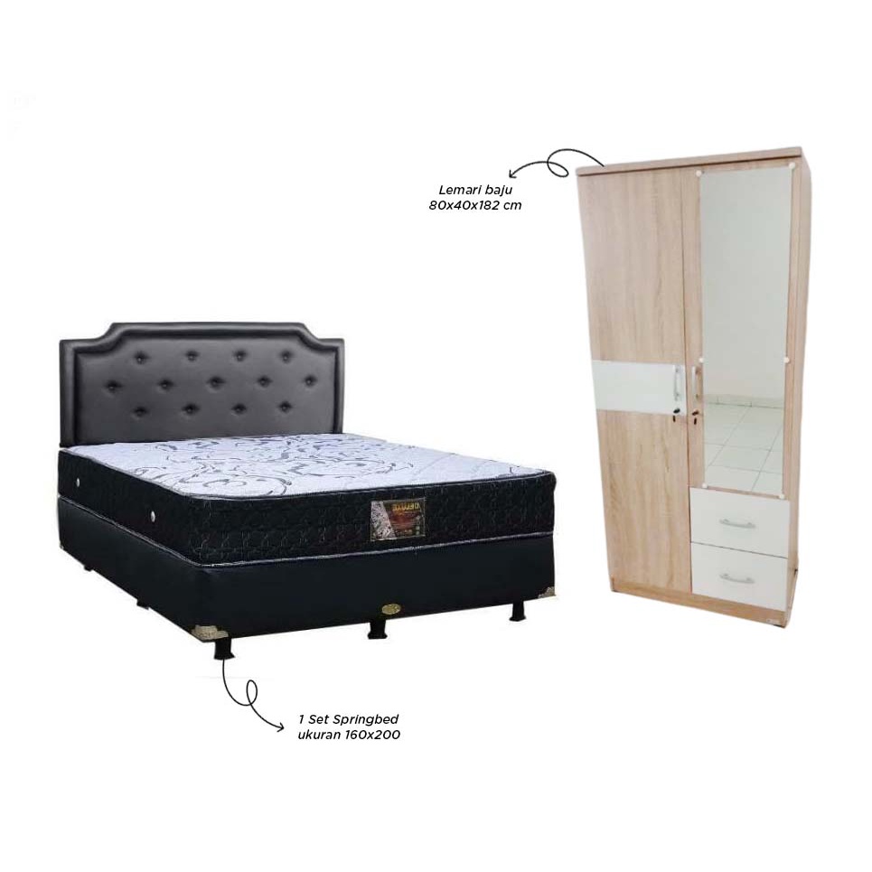 Jual Paket Set Kamar Divan Springbed 160x200 Lemari Pakaian Kasur ...