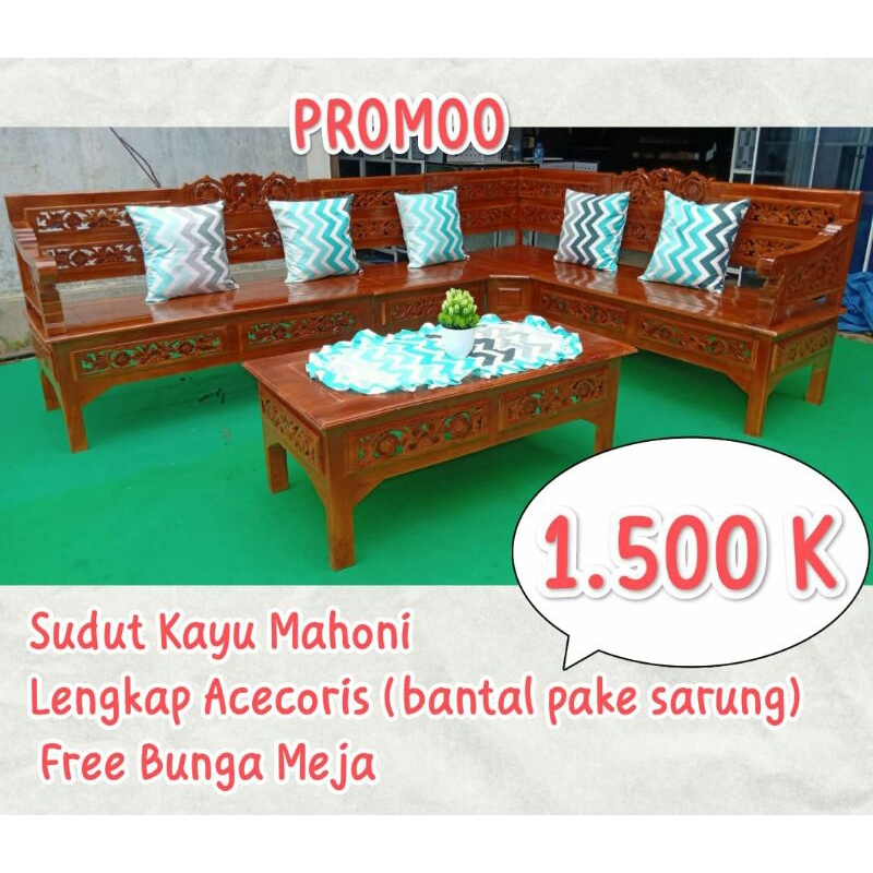 Jual kursi kayu/kursi sudut/sofa sudut.terbust dari kayu maghoni ...