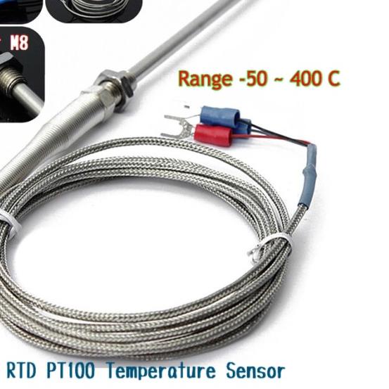 Jual Temperature Sensor Suhu RTD PT100 Probe 100mm Kabel 2M 2 Meter ...
