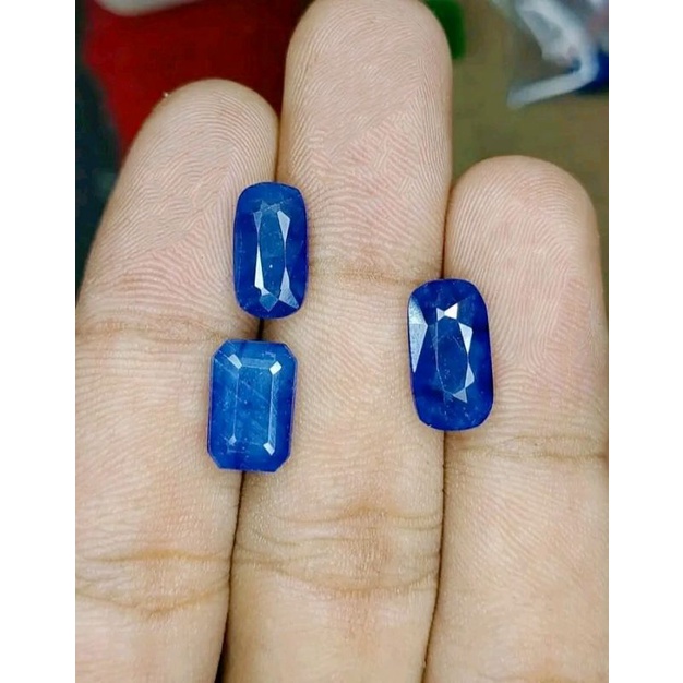 Jual Batu Permata Natural Blue Sapphire / Safir Afrika Facet 3 Pcs ...