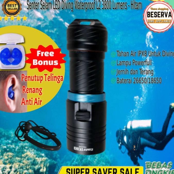 Jual Senter Selam Diving Led Swat Police Waterproof L2 3800 Lumens ...