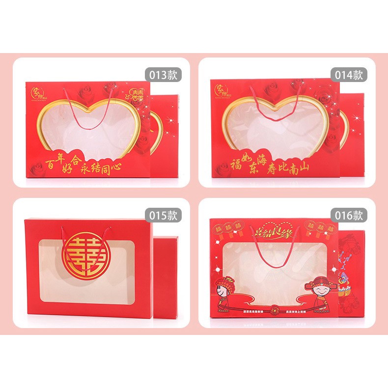 Jual KOTAK HANDUK Warna Merah dengan Logo Shuang Xi Tema Wedding ...