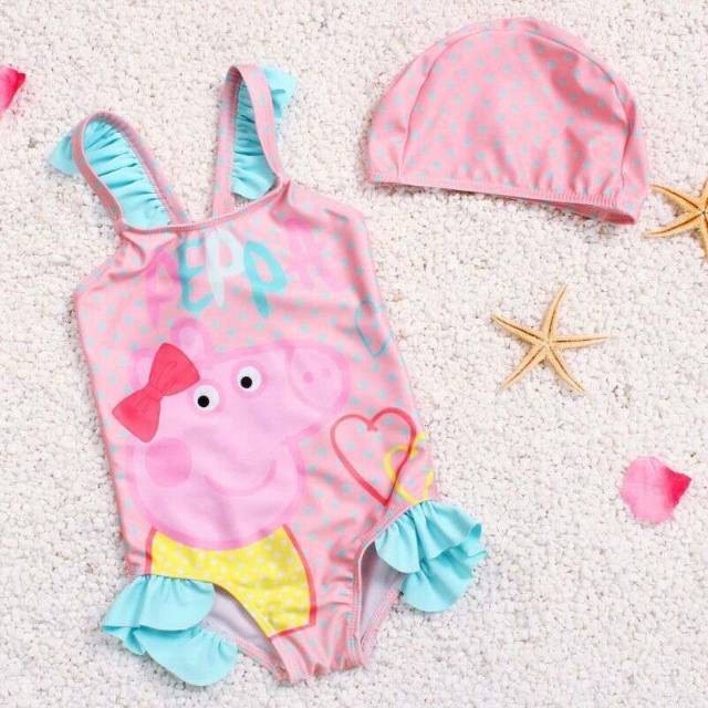 Jual Baju renang peppa pig kartun babi import dengan topi hi quality ...