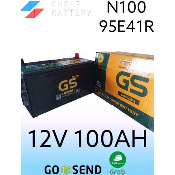 Jual BATTERY AKI KERING N100 12V 100AH GS MF 95E41R | Shopee Indonesia