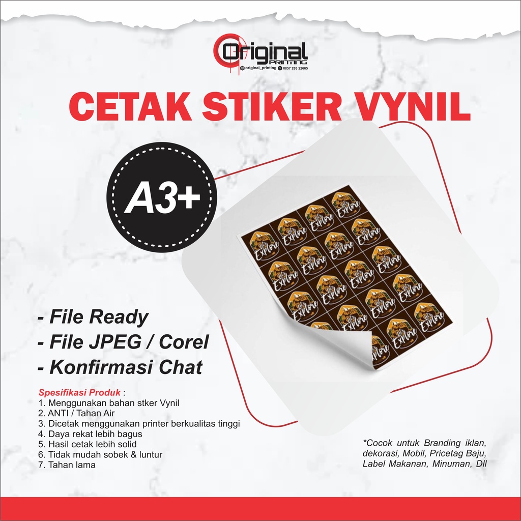 Jual Cetak Stiker Vynil / Sticker Vynil A3+ Custom | Shopee Indonesia