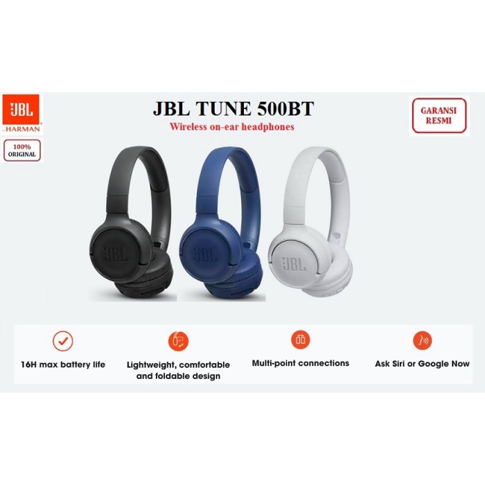 Jual Original JBL Tune 500BT/ JBL T500BT/ JBL T 500 BT Bluetooth ...