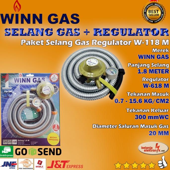 Jual SELANG PAKET REGULATOR WINN GAS W-118 METER | Shopee Indonesia