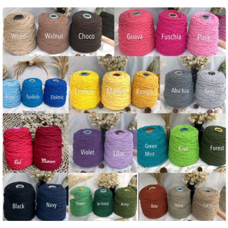 Jual Tali macrame || Tali katun || Benang macrame 4mm kemasan -/+ 1kg ...