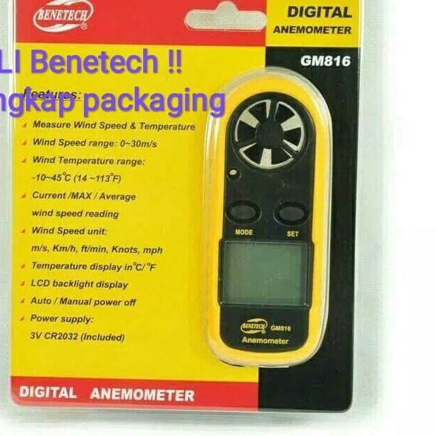 Jual Digital Anemometer Pengukur kecepatan angin thermometer anemo ...