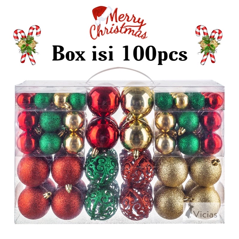 Jual 100pcs Bola Natal Set Box Premium Dekorasi Hiasan Pohon Cantik ...