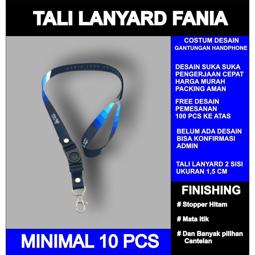 Jual Tali Lanyard COSTUM DESAIN LANYARD ( UKURAN 1,5 cm ) | Shopee ...
