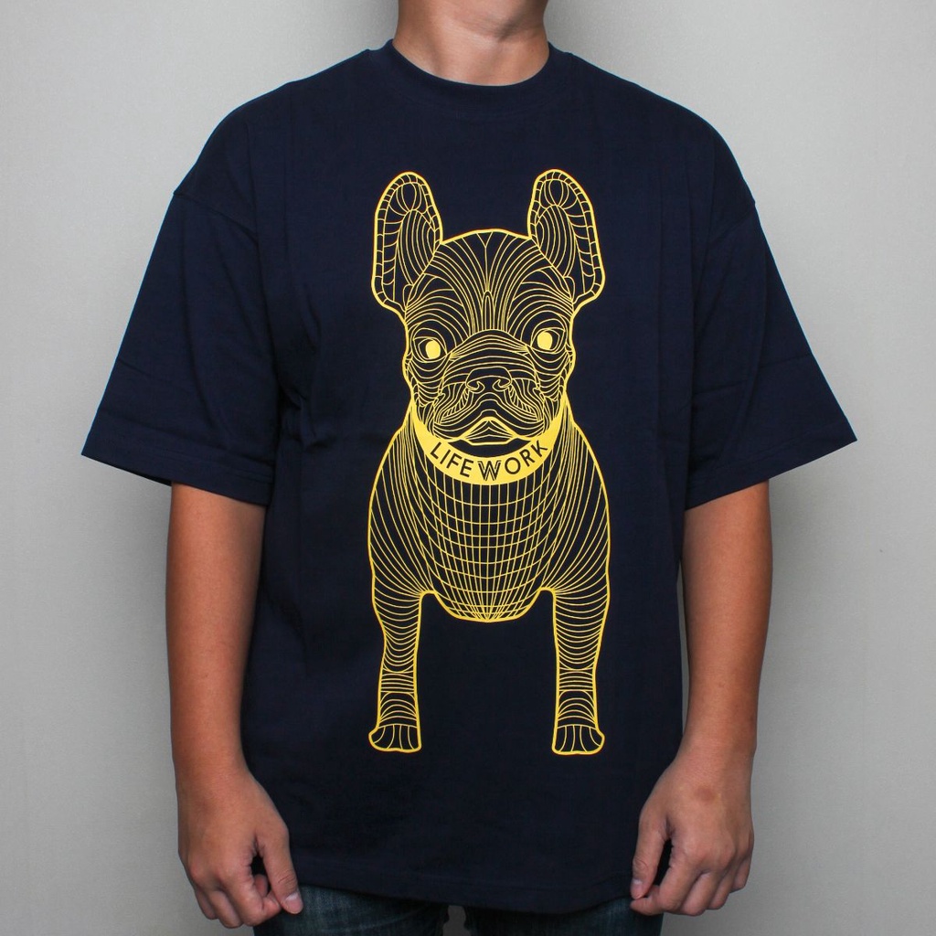Jual Life Work Korea Black Silket Big Radog Navy Yellow Tee 100% ...
