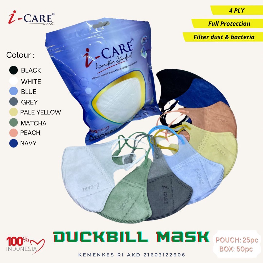 Jual Masker Medis ICARE Duckbill EMBOS Earloop 4ply isi 50pcs 3D ...