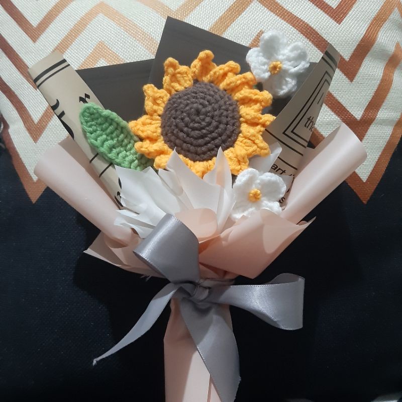 Jual Buket Bunga Matahari | Himawari Flower | Buket Rajut Murah ...